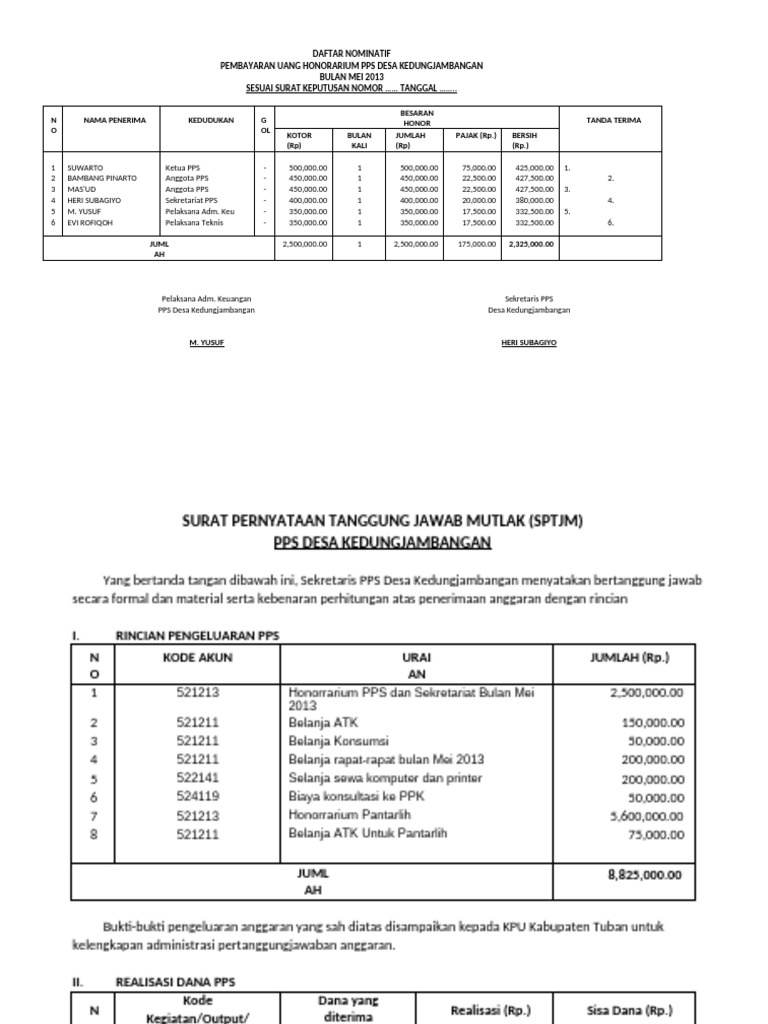 Contoh Format SPJ PPS 1 Pemilu 2024 | PDF