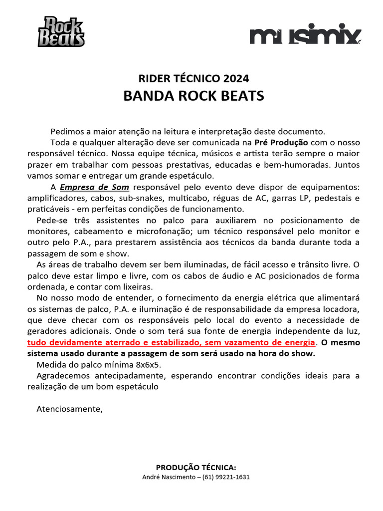 Rider Técnico Rock Beats - 2024 | PDF