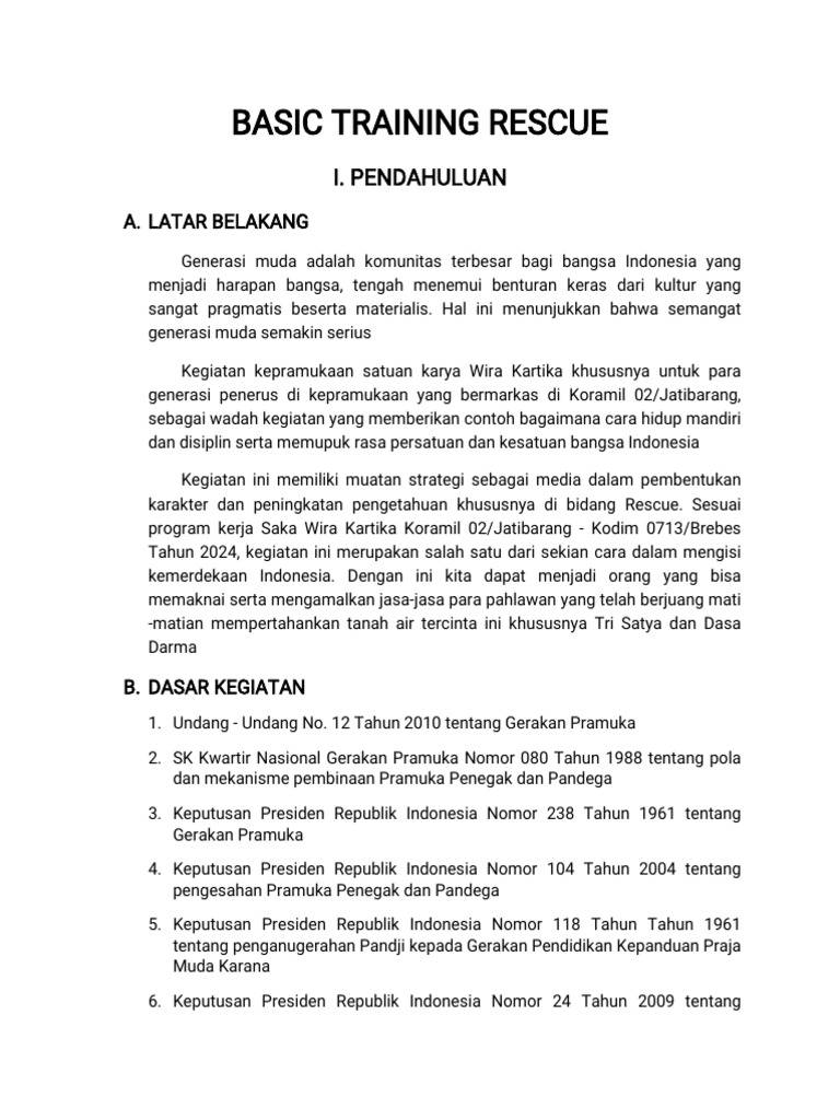 JUKLAK BASIC TRAINING RESCUE-WPS Office - 065609 | PDF