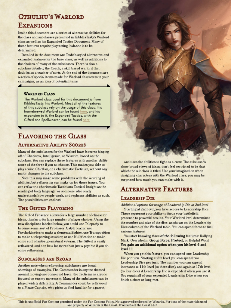 D&D 5E - Homebrew - Class Warlord | PDF