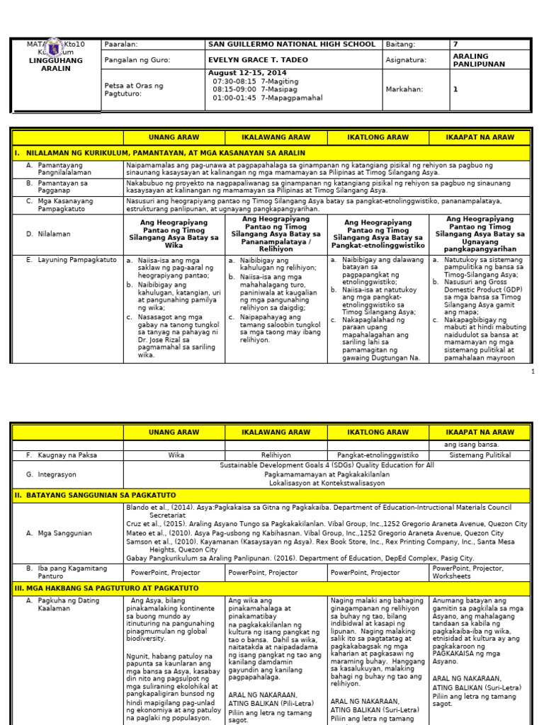 AP7 Q1 Week 3 | PDF