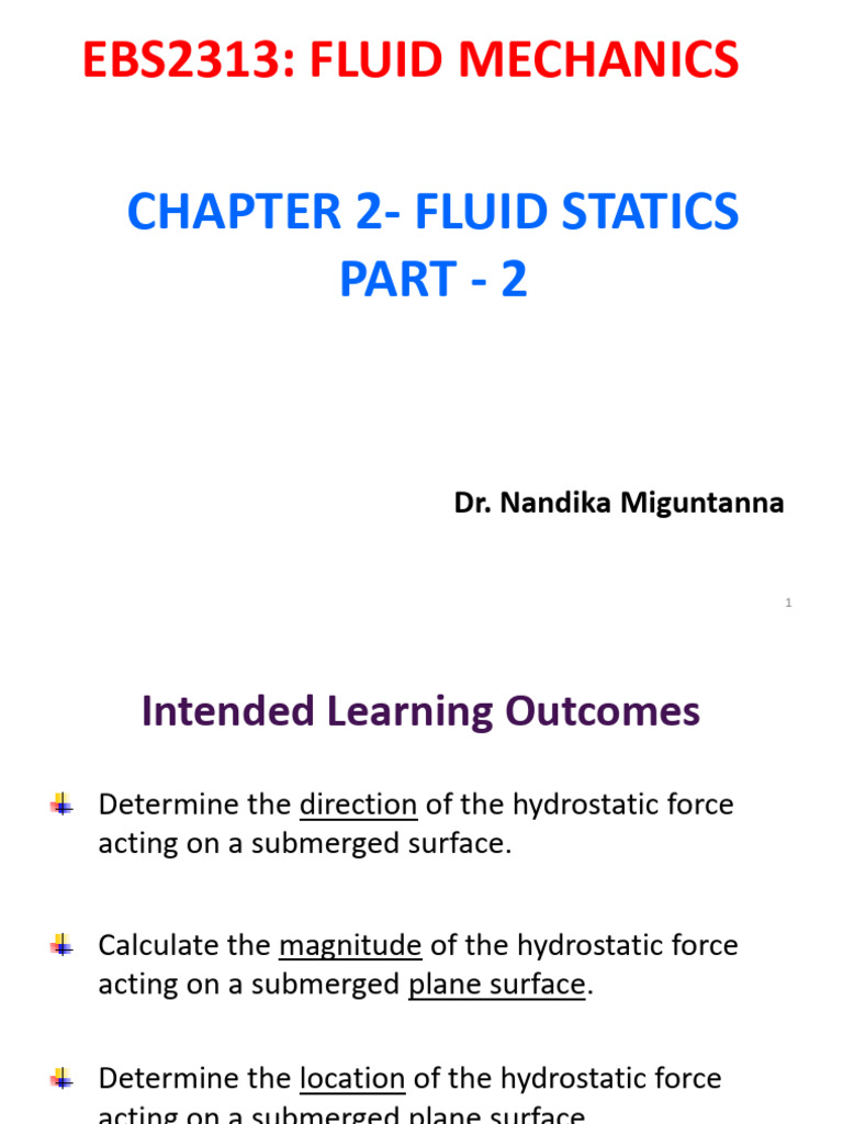 9 - EBS2313 FLUID MECHANICS - Chapter 2 - Static Fluid - Part 2 | PDF | Pressure | Teaching ...