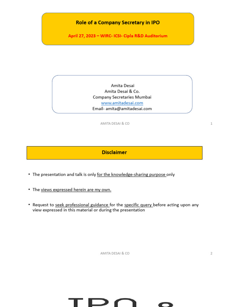 Role of Cs in IPO | PDF