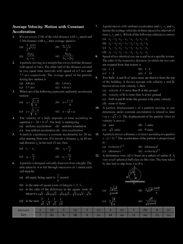 1 D Motion (Constant Acceleration) | PDF 1 D Motion (Constant Acceleration) | PDF