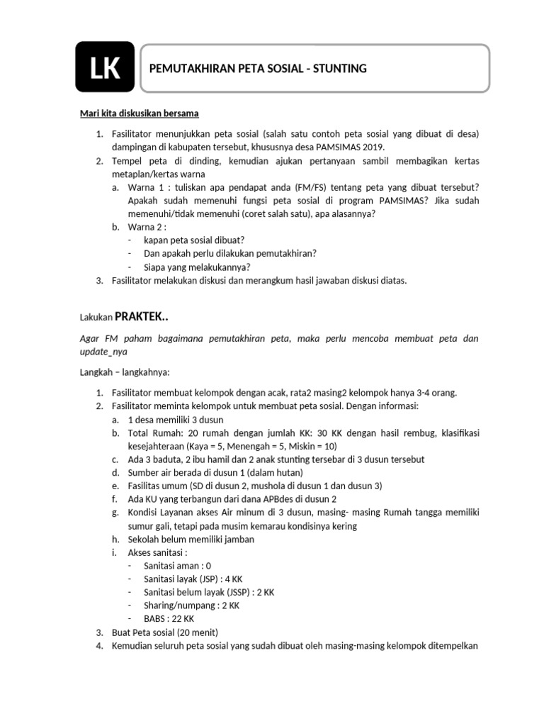 Bahan Belajar Bersama - Pemutakhiran Peta Sosial - REV | PDF