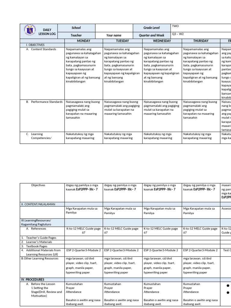 DLL Esp-2 Q3 W2 | PDF