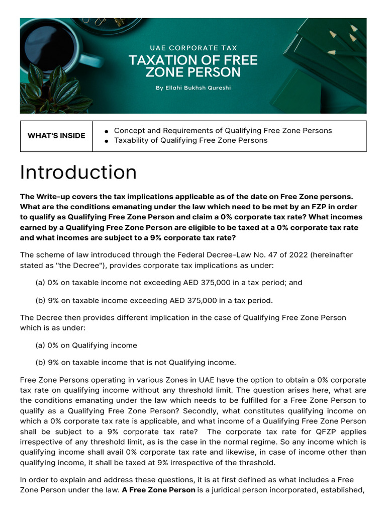 Taxation of Free Zone Persons - Goque Consultants | PDF | Taxes | Business