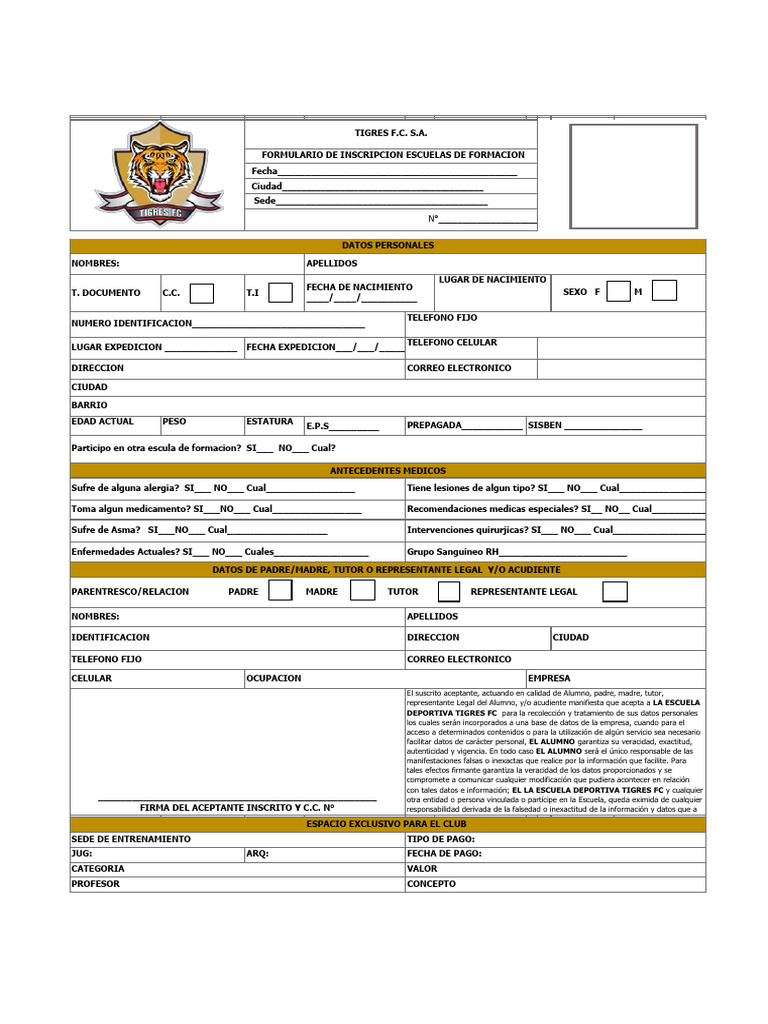 Formulario Escuelas de Formacion | PDF