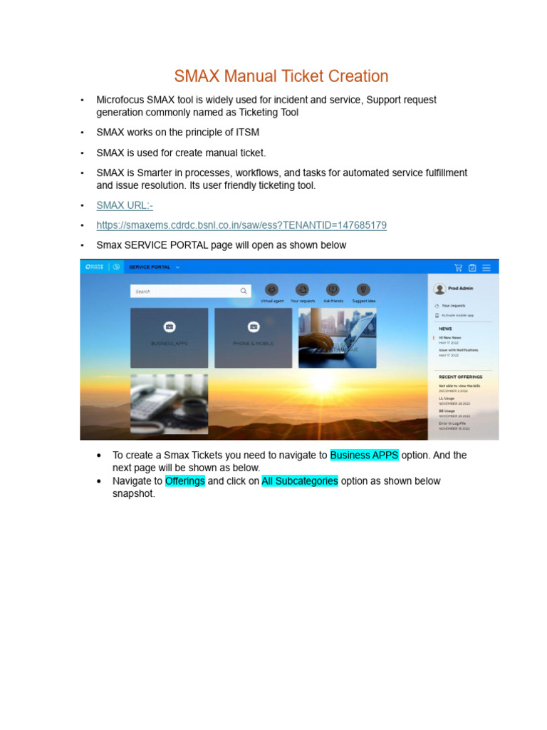 SMAX Manual Ticket Creation | PDF