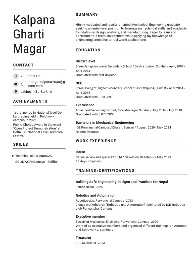 Kalpana Magar CV | PDF