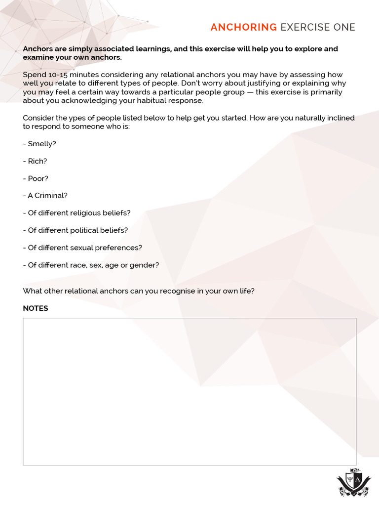Anchoring Exercise | PDF