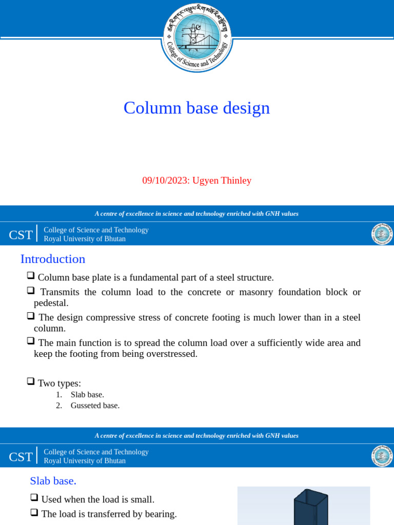 Column Base Design | PDF | Building Engineering | Structural Engineering