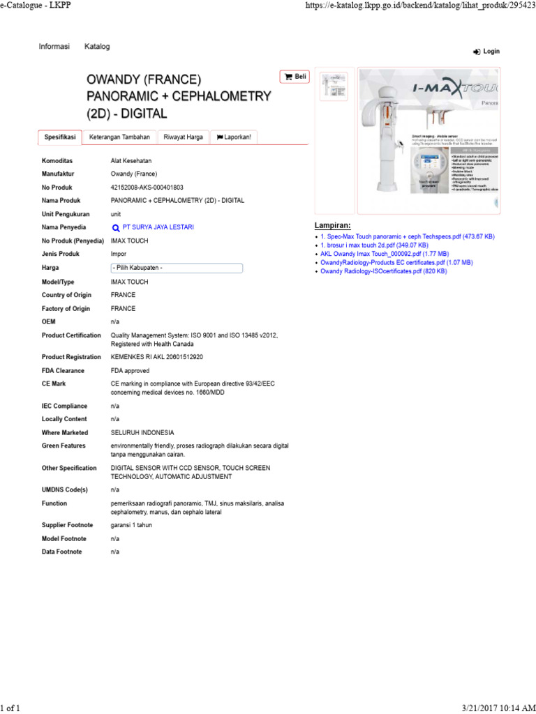 Owandy (France) PANORAMIC + CEPHALOMETRY (2D) - DIGITAL | PDF