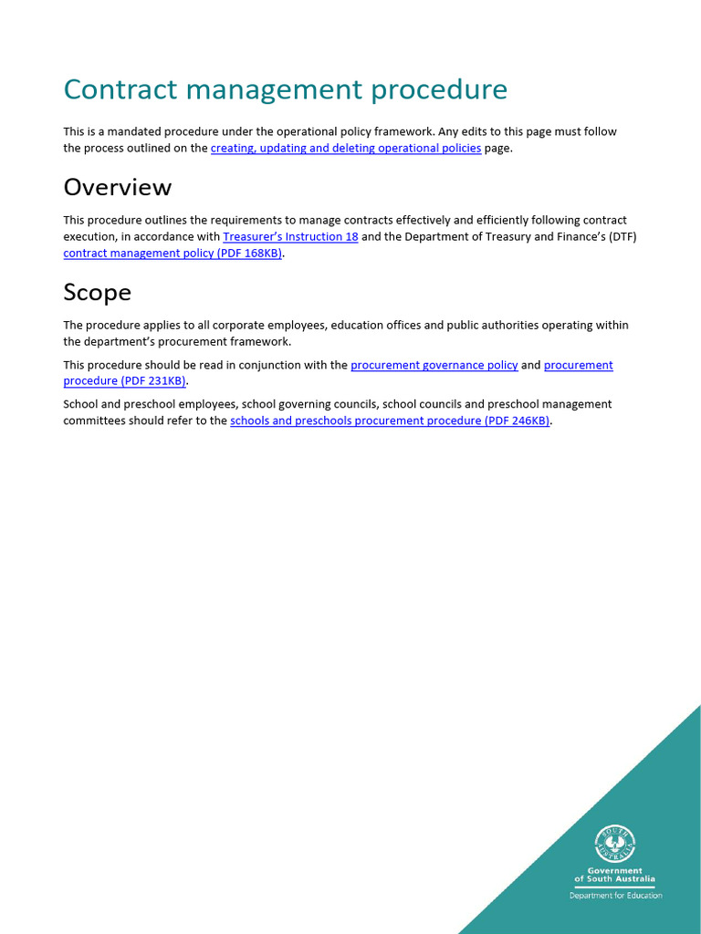 Contract Management Procedure | PDF