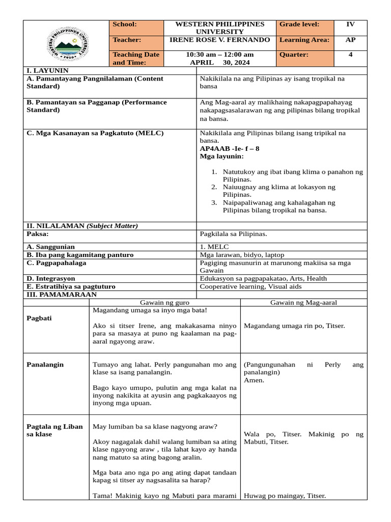 Ap Lesson Plan Irene | PDF