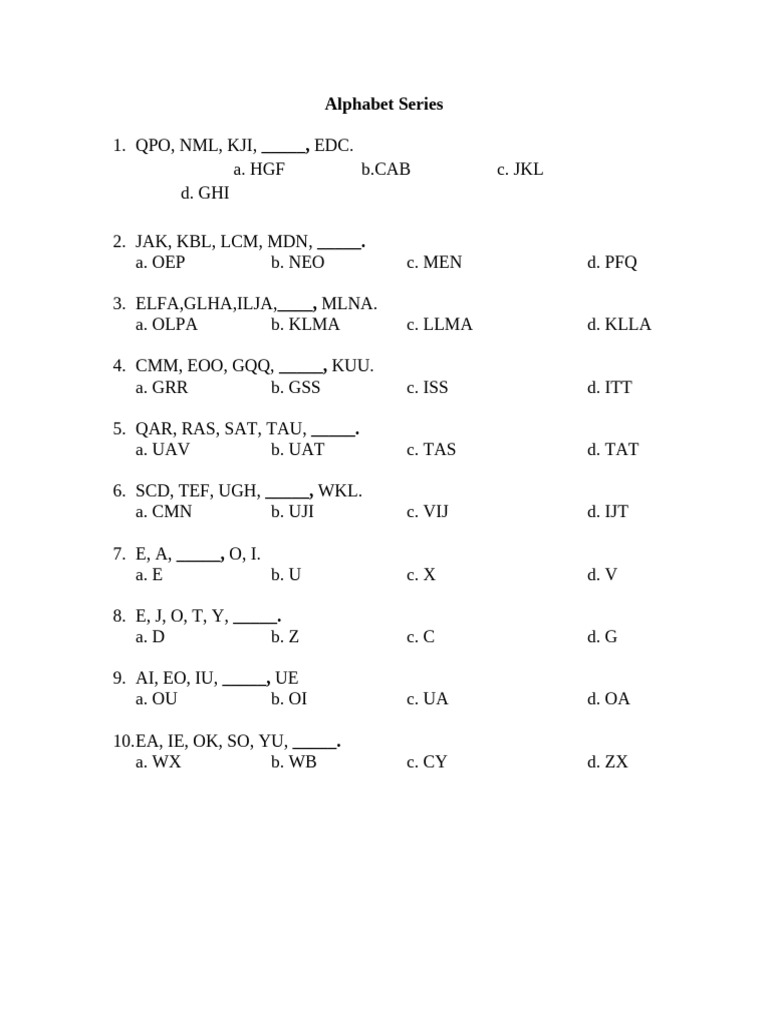 Alphabet Series | PDF