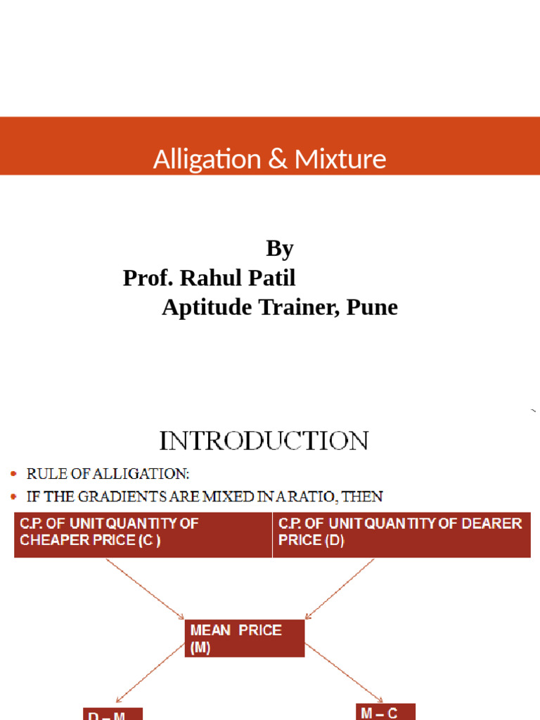 Alligation & Mixture by Rahul | PDF