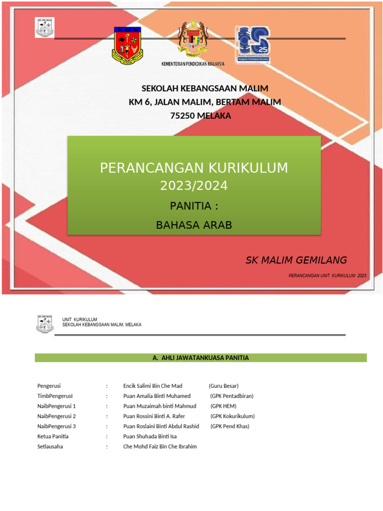 Perancangan Unit Kurikulum 2023 Panitia Pendidikan Islam | PDF