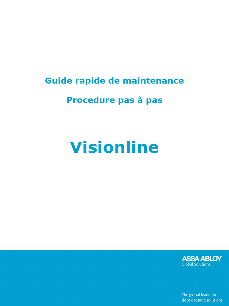 Guide Rapide Maintenance Visionline | PDF