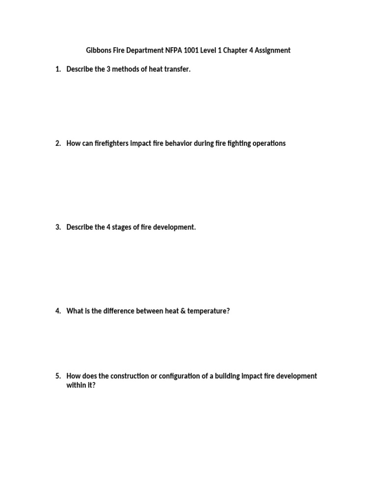 Gibbons Fire Department NFPA 1001 Level 1 Chapter 4 Assignment | PDF