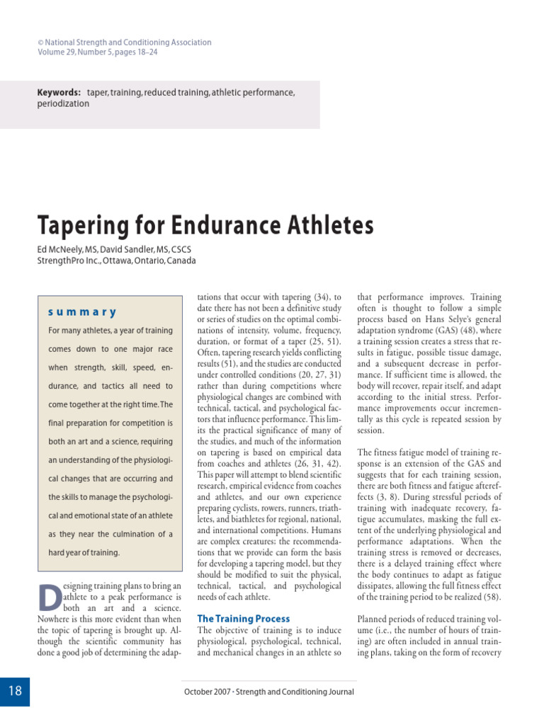 Tapering For Endurance Athletes.3 | PDF