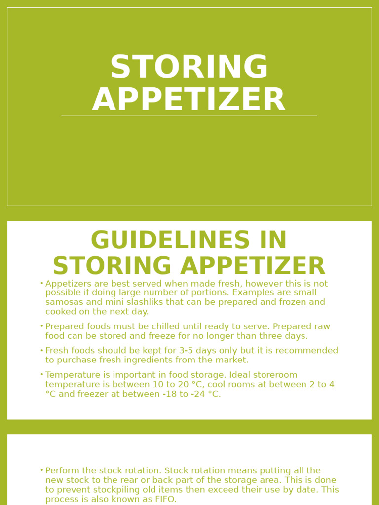 Storing Appetizer | PDF