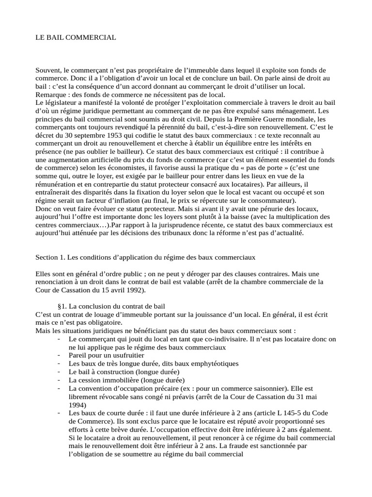 Le Bail Commercial | PDF