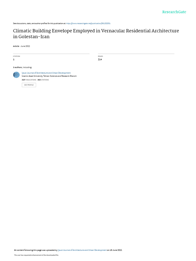 Climatic Building Envelope Employed in Vernacular Residential ...