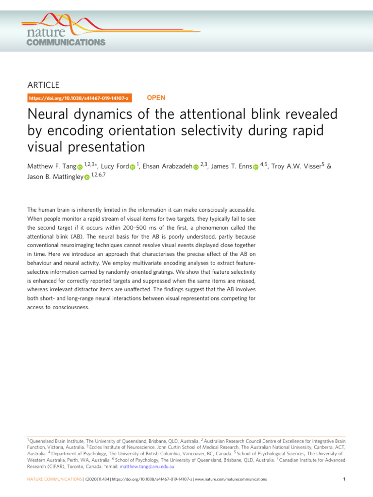 Neural Dynamics of The Attentional Blink Revealed by Encoding Orientation Selectivity During ...