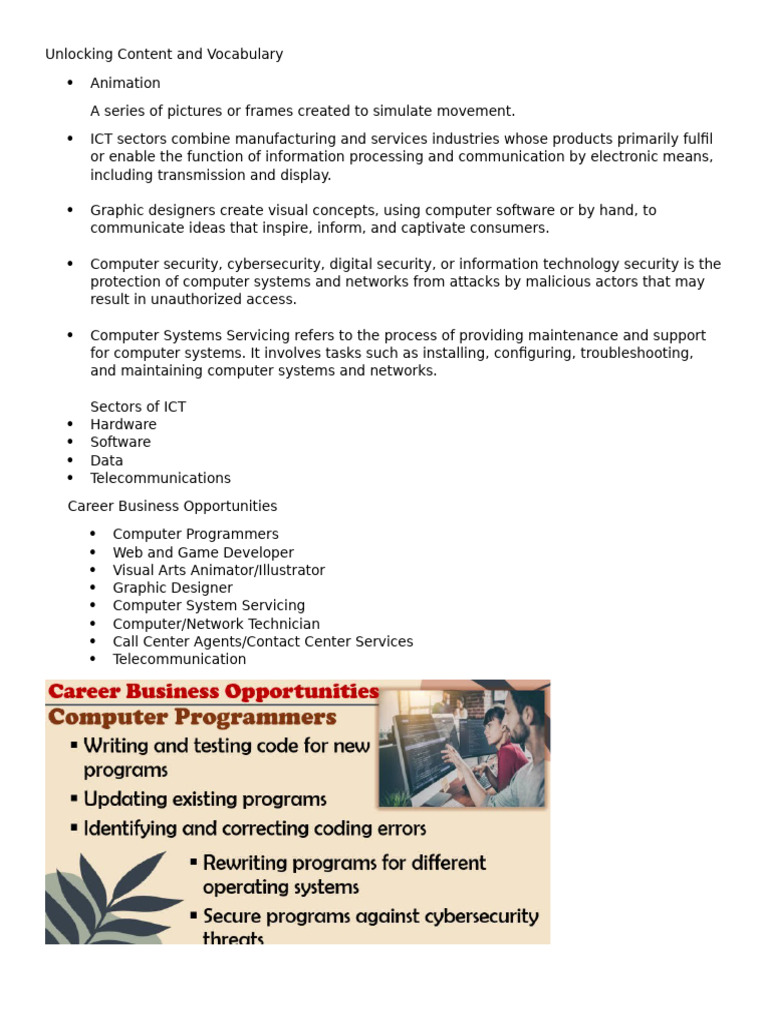 ICT Sectors and Career Business Opportunities | PDF