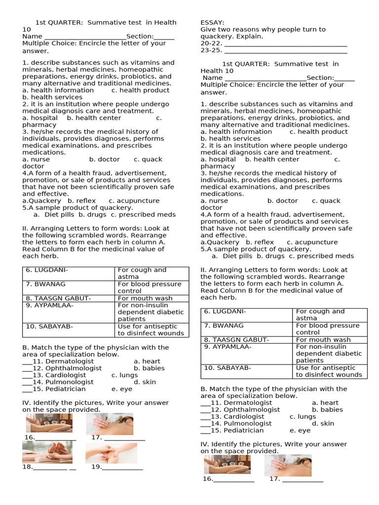 1st Grading Summative in Health 10consumer | PDF