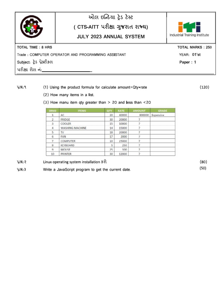Copa Practical Paper 2023 July | PDF
