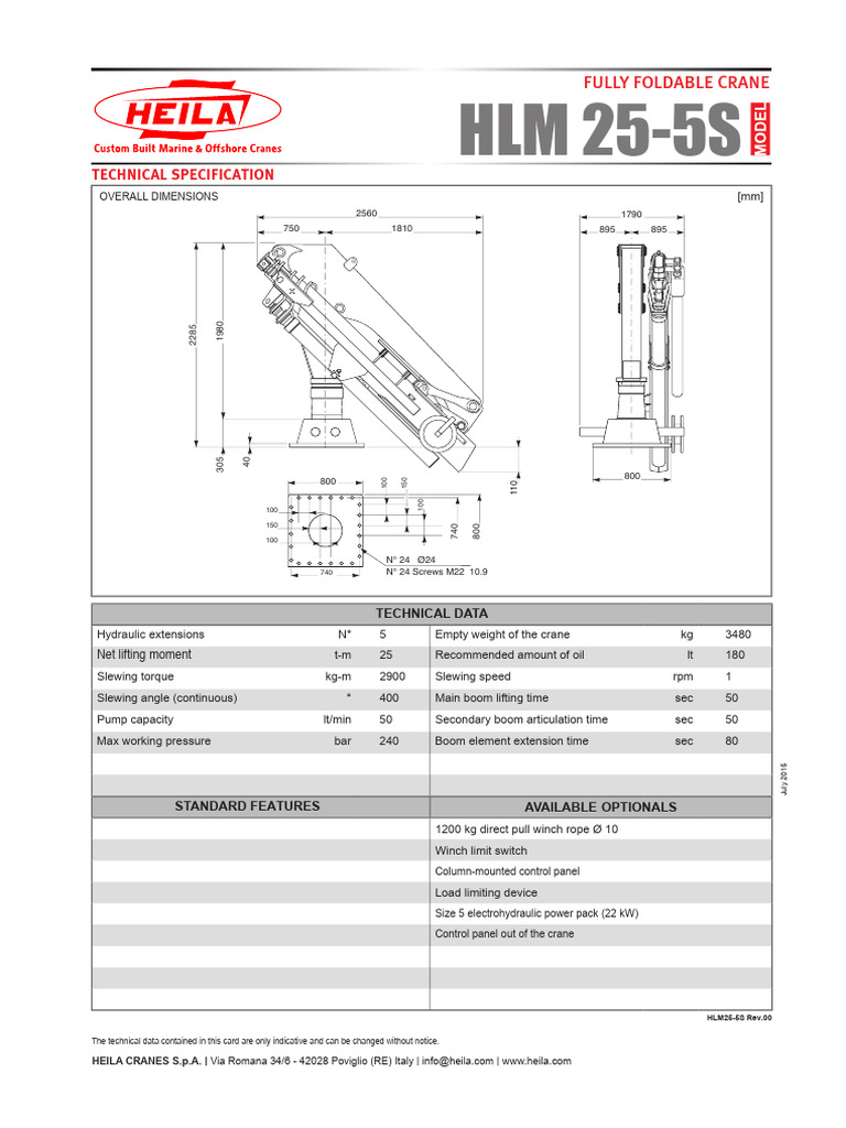 Heila Knuckle Boom Cranes Spec 25d29d | PDF