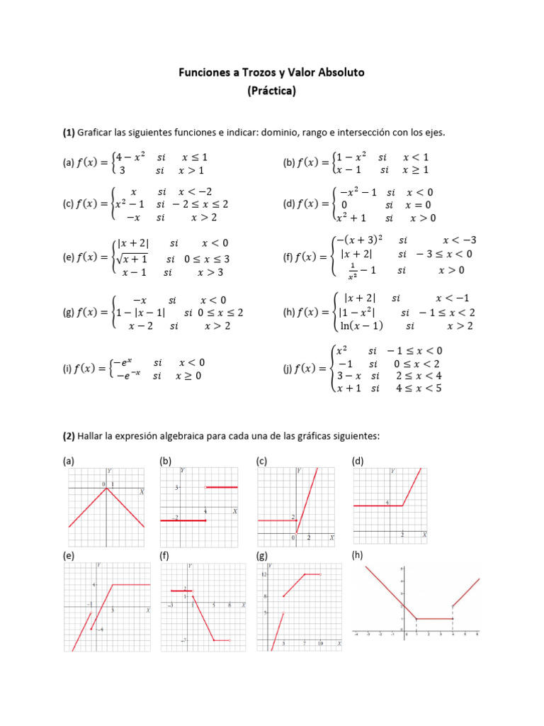 Funciones A Trozos (Práctica) | PDF