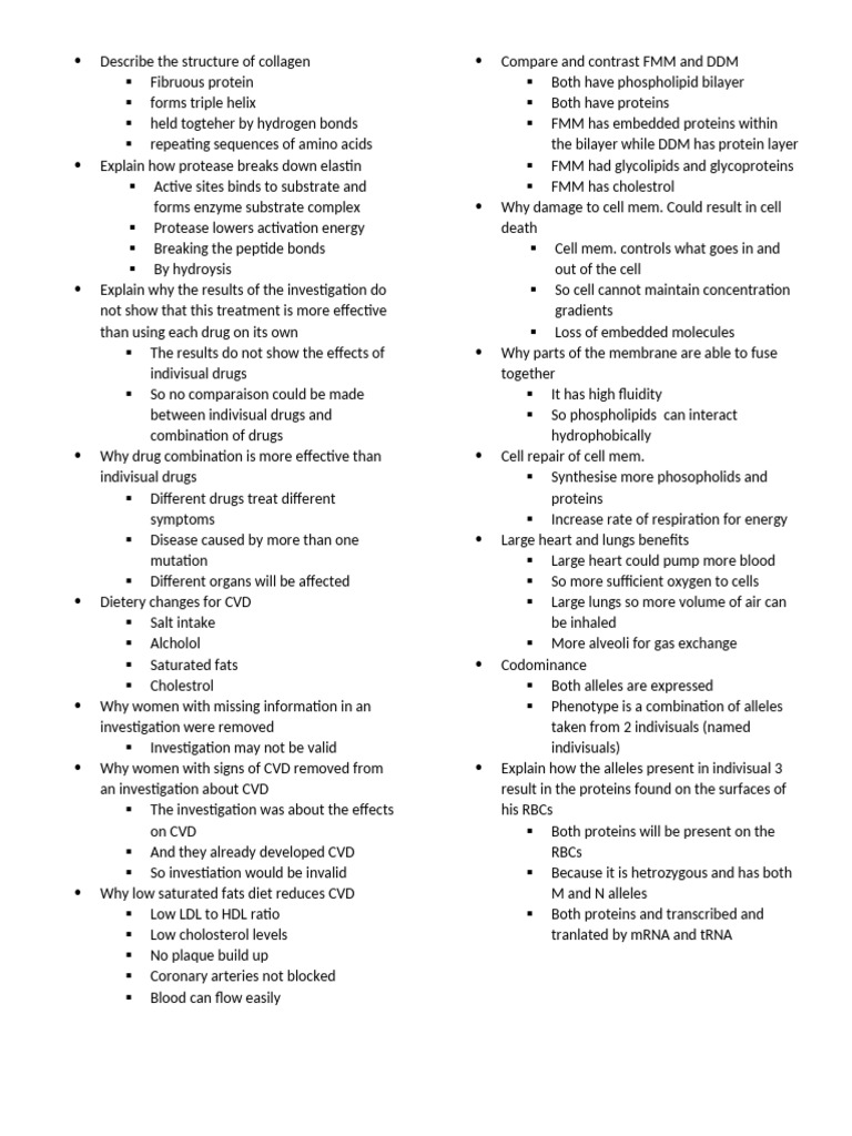 Biology Revison Notes U1 | PDF