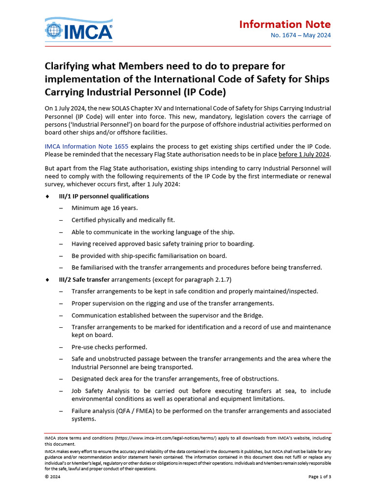 IMCA InformationNote 1674 | PDF