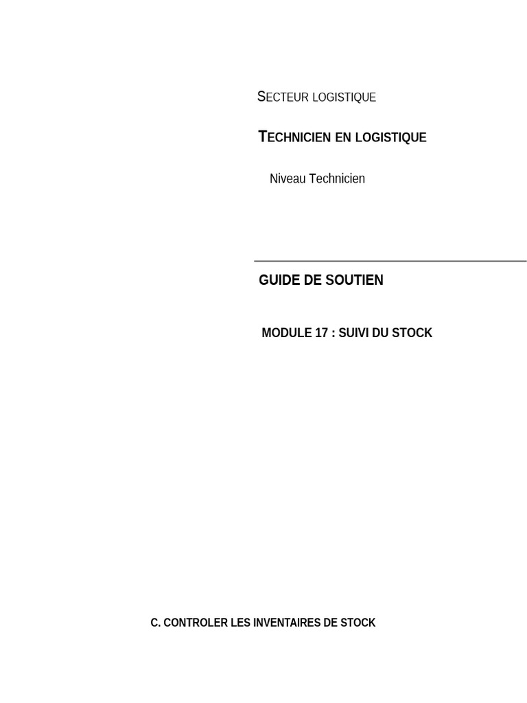 Guide de Soutien: Echnicien EN Logistique | PDF