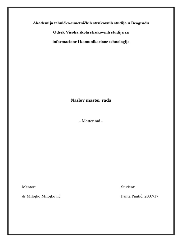 Uputstvo Master Rad | PDF