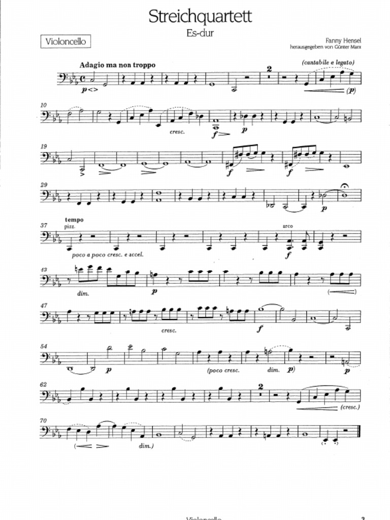 Fanny Mendelssohn - String Quartet - Cello | PDF Fanny Mendelssohn - String Quartet - Cello | PDF