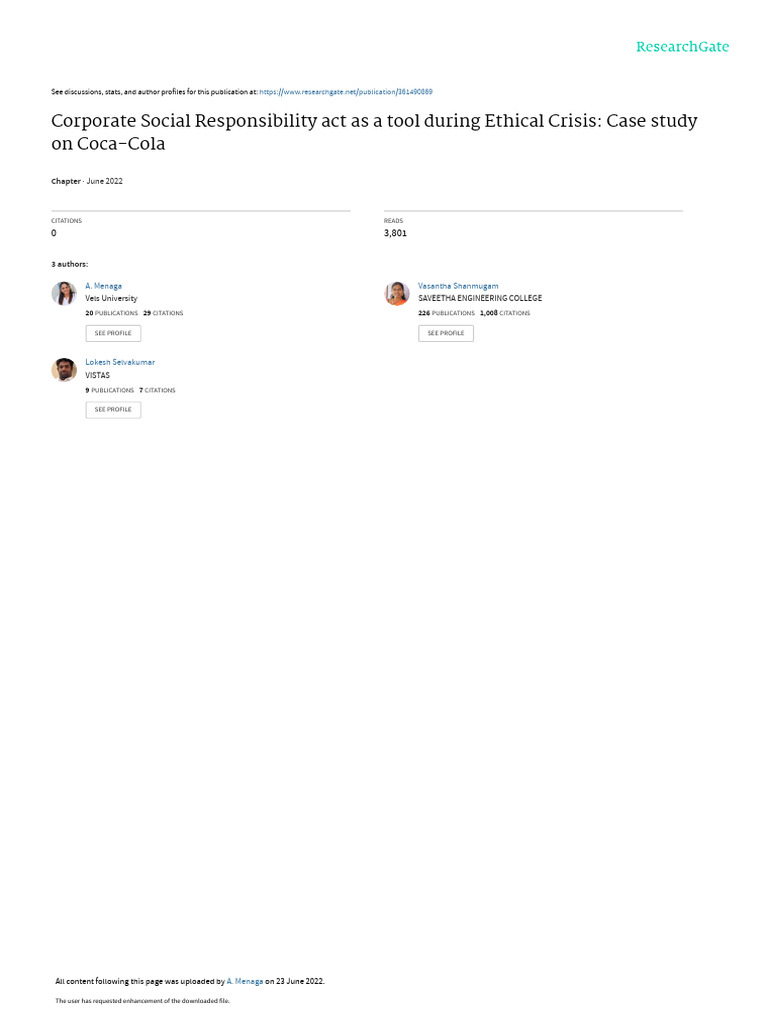 Corporate Social Responsibility Act As A Tool During Ethical Crisis ...