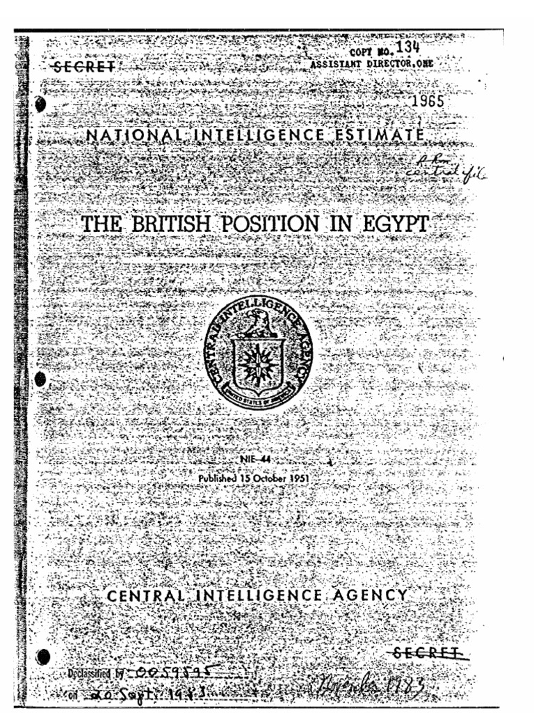 CIA - British Positions in Egypt 15 October 1951 | PDF