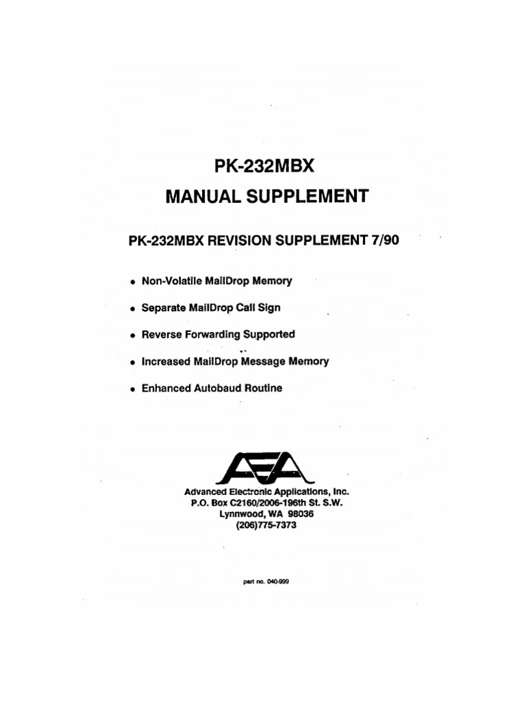 PK232 MBXRevision Supplement | PDF