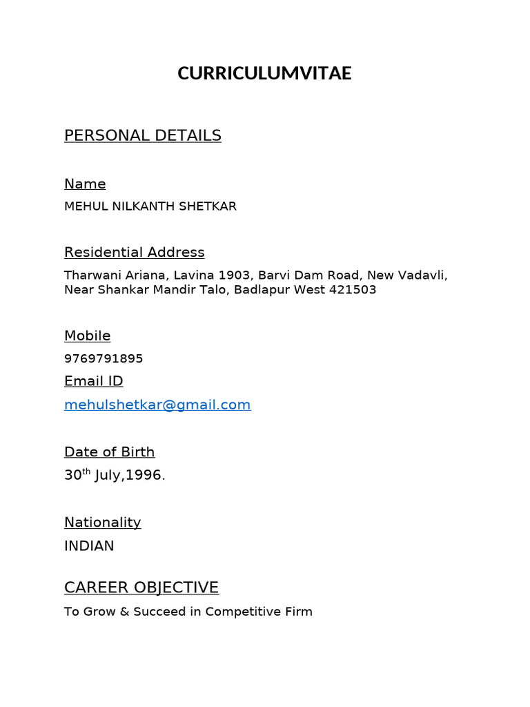 Curriculumvitae Copy | PDF