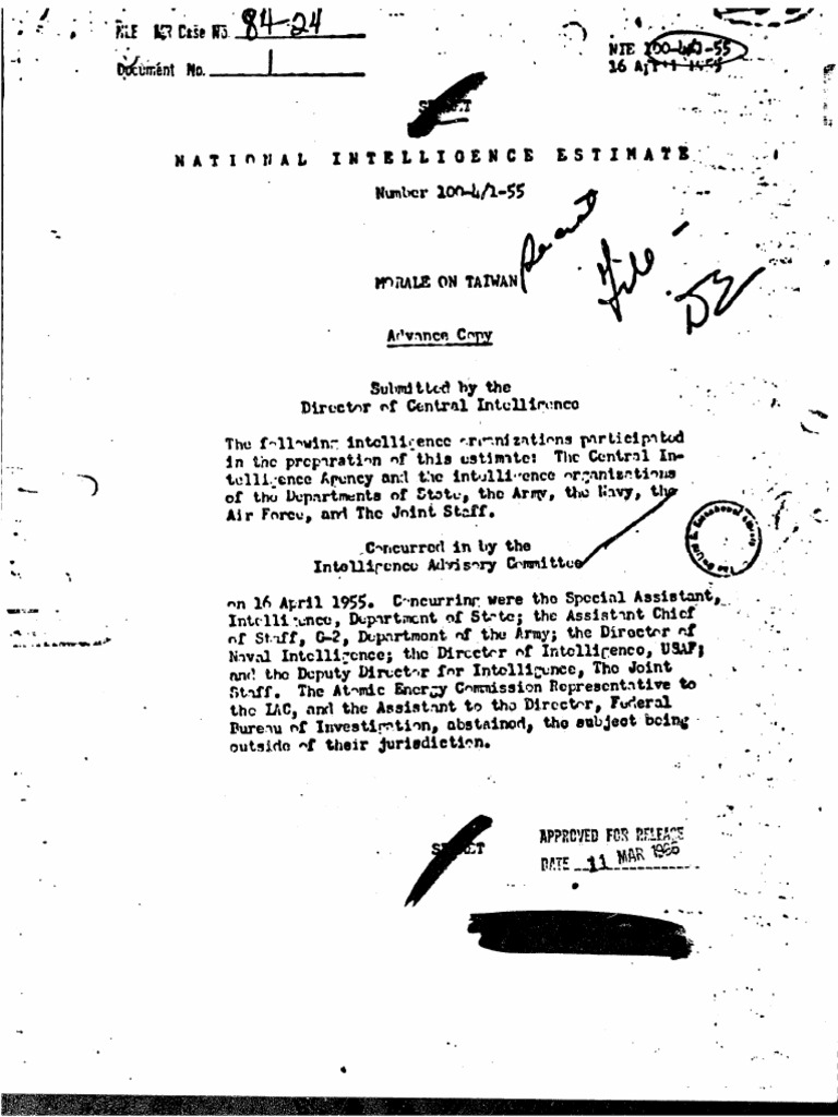 CIA - Morale On Taiwan | PDF