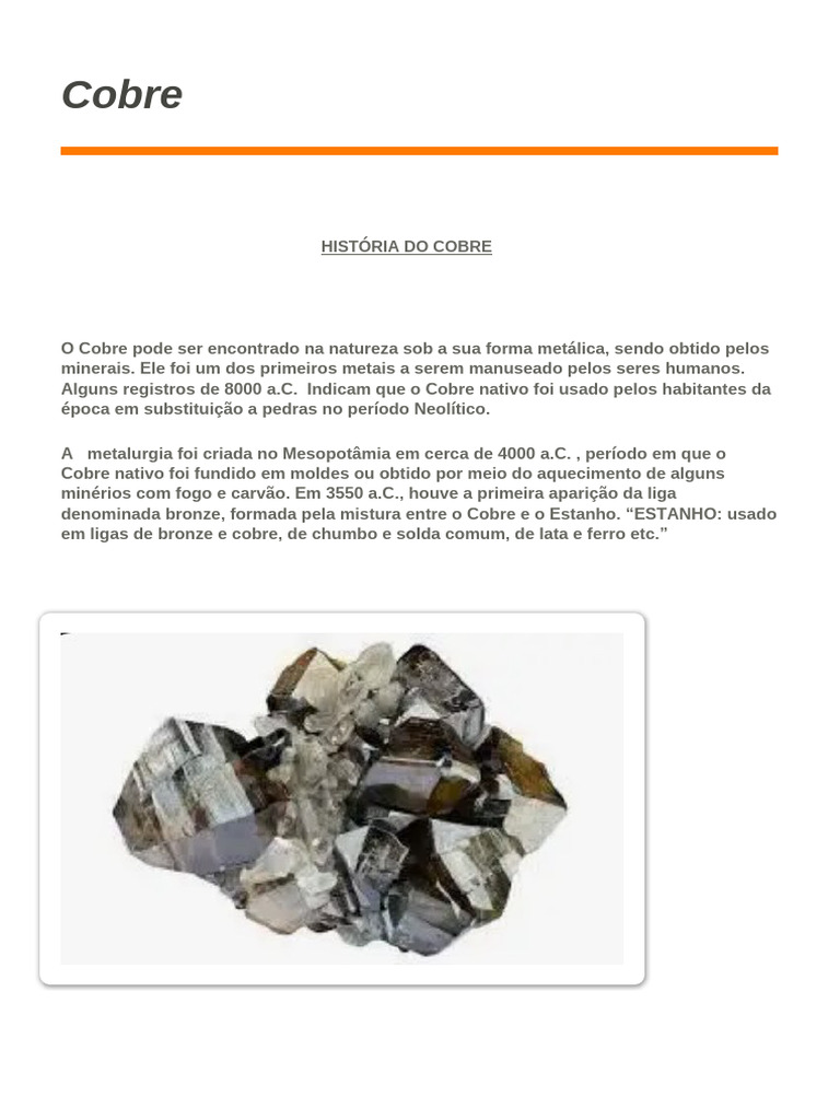 Cobre: História Do Cobre | PDF