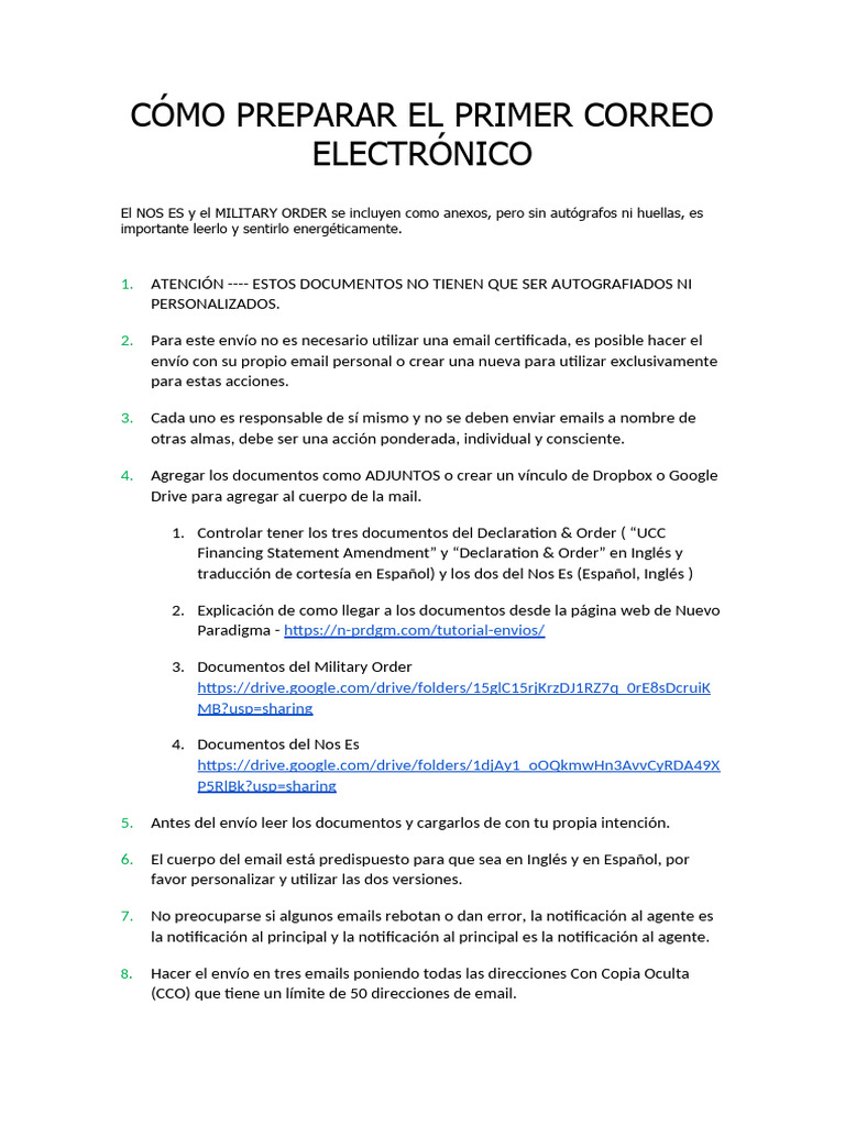 03 - 00 - Instrucciones - Cuerpo Primer Mail | PDF