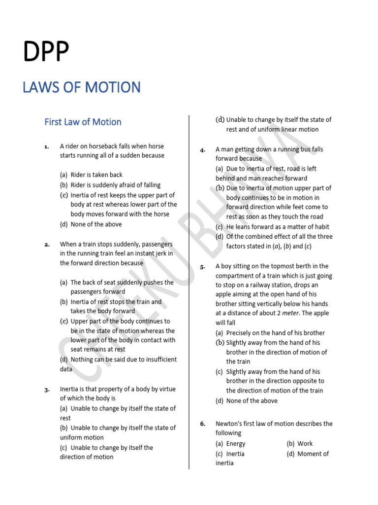 Newton's Laws of Motion DPP | PDF