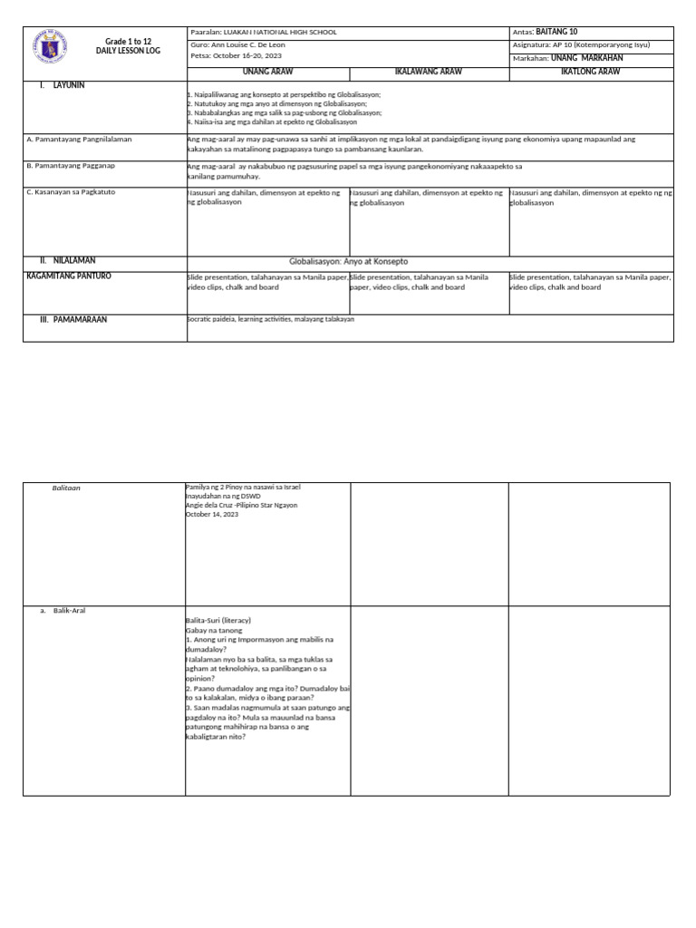 Dll-Module 5 Q1 - Week 5-Ap10 | PDF