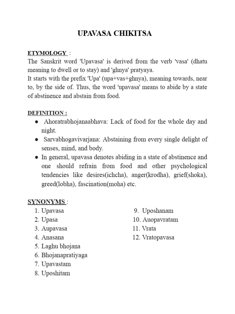 UPAVASA CHIKITSA | PDF