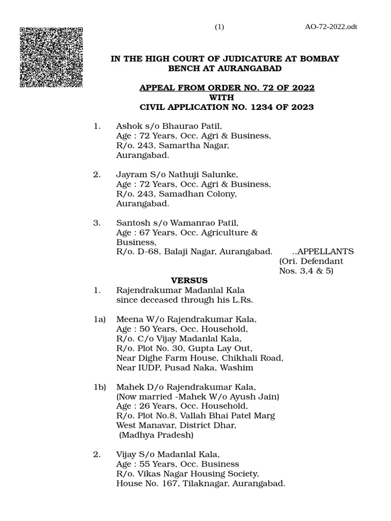 2024:BHC-AUG:15990: (1) Ao-72-2022.Odt | PDF